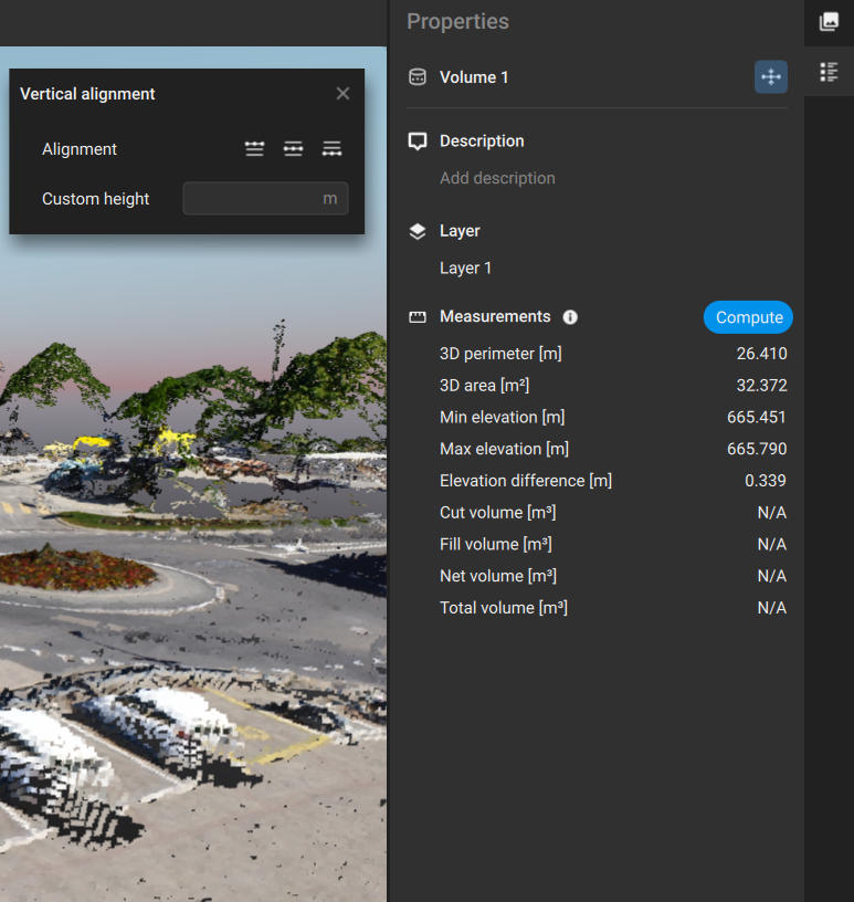 Volume measurement - PIX4Dsurvey