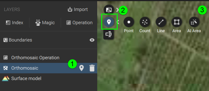 AI boundary, obstacle, and area selection - PIX4Dfields