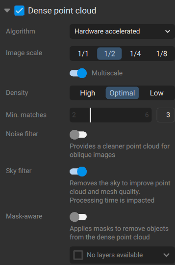Dense point cloud - PIX4Dmatic