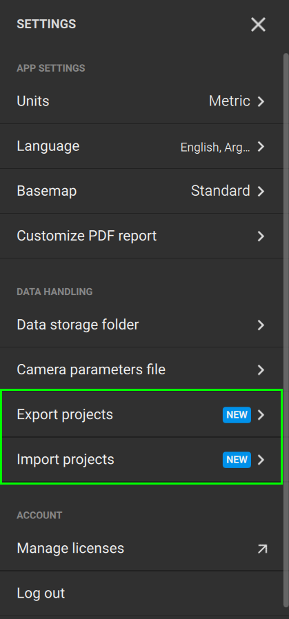 How to export, back up, and manage projects - PIX4Dreact