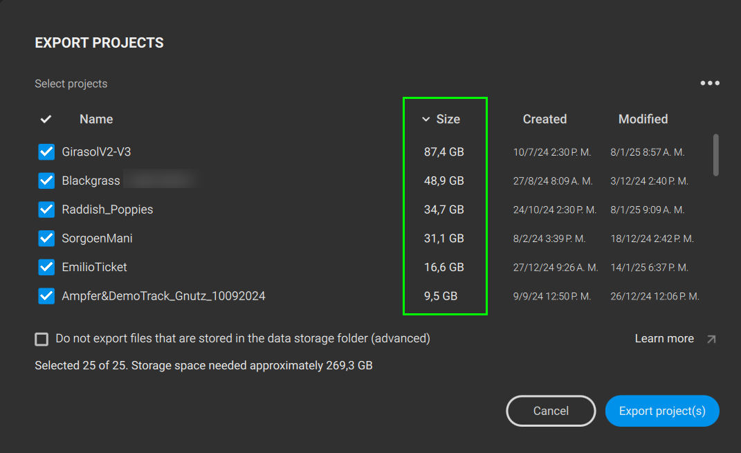 How to export, back up, and manage projects - PIX4Dreact