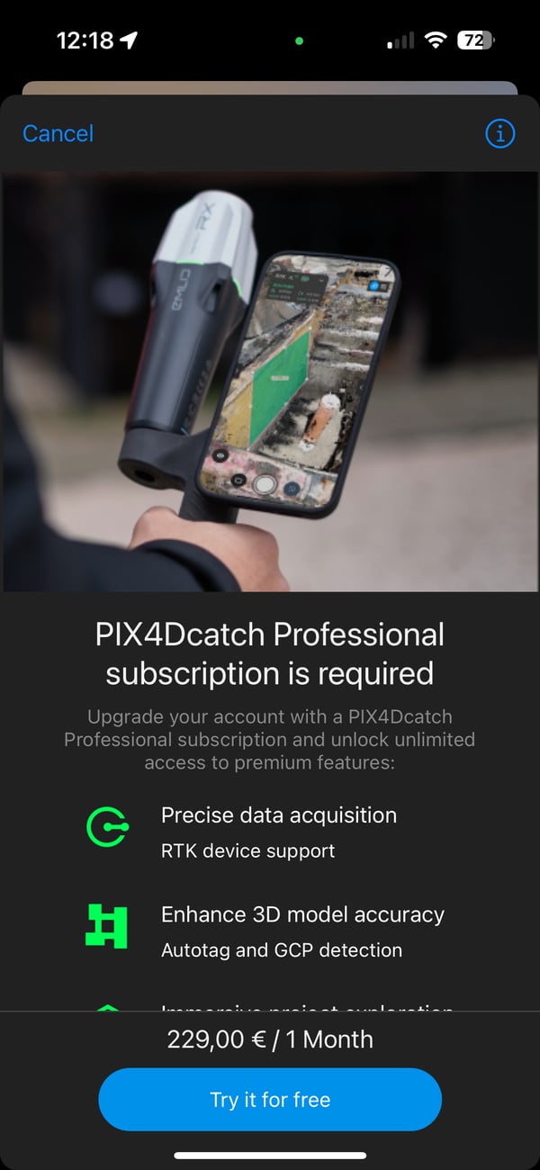 Sign up, login, and trial license - PIX4Dcatch