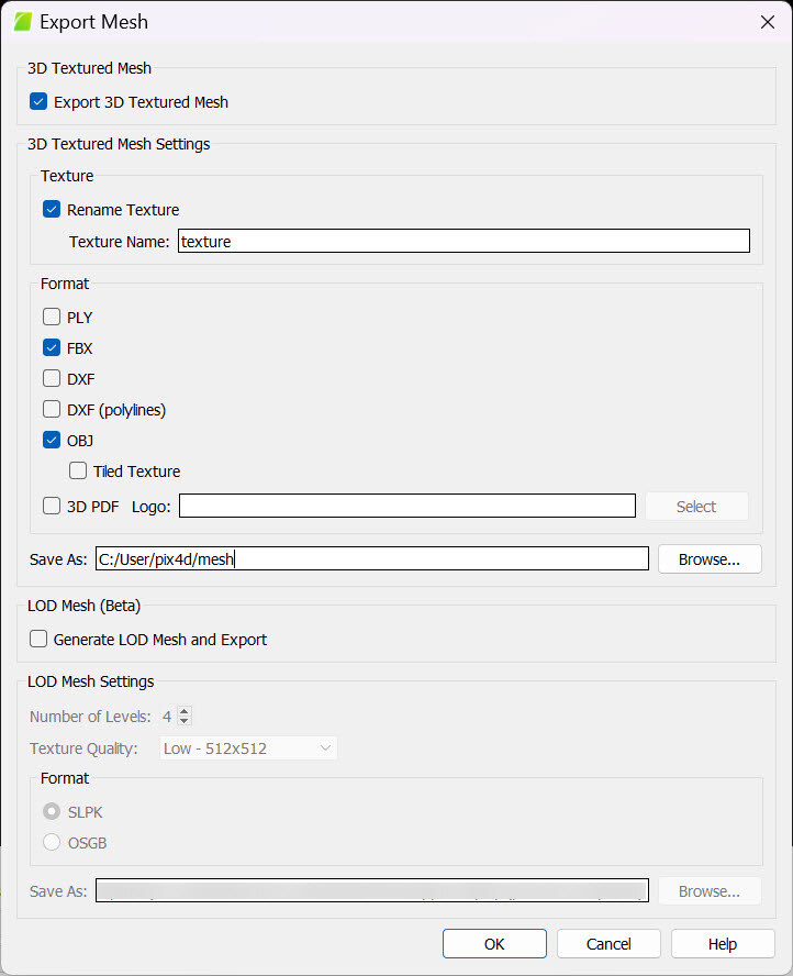 How to export the 3D textured mesh - PIX4Dmapper