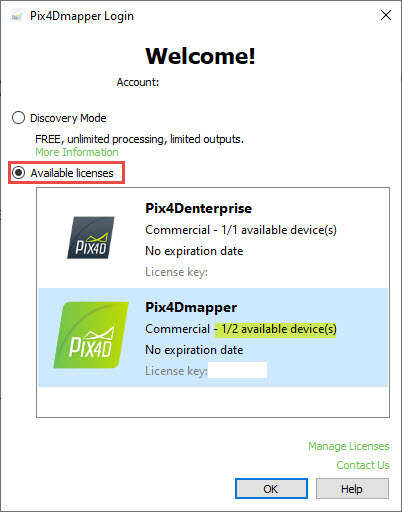 Step 3 processing option is not available: Discovery mode. - PIX4Dmapper
