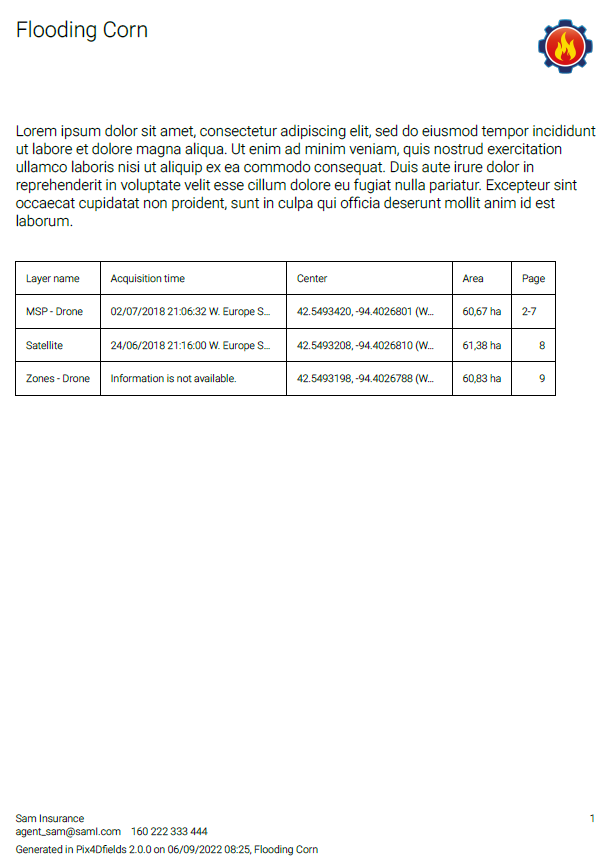 Customized PDF report - PIX4Dfields