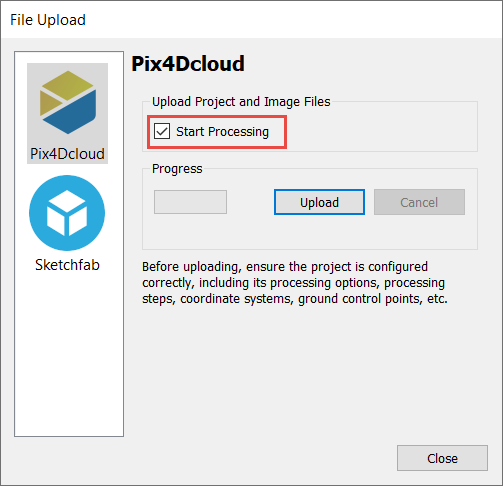 Uploading Project Files from PIX4Dmapper to PIX4Dcloud for Processing ...