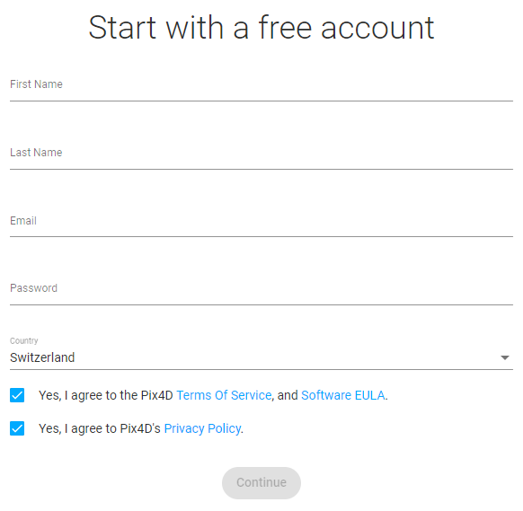 Sign-up, login and logout - PIX4Dcloud