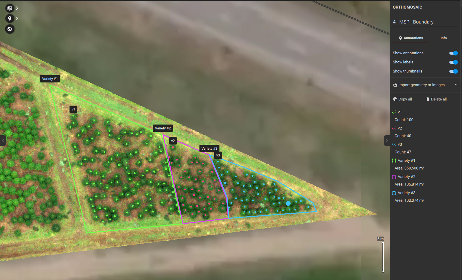 Manual counts using multi-point annotations- PIX4Dfields