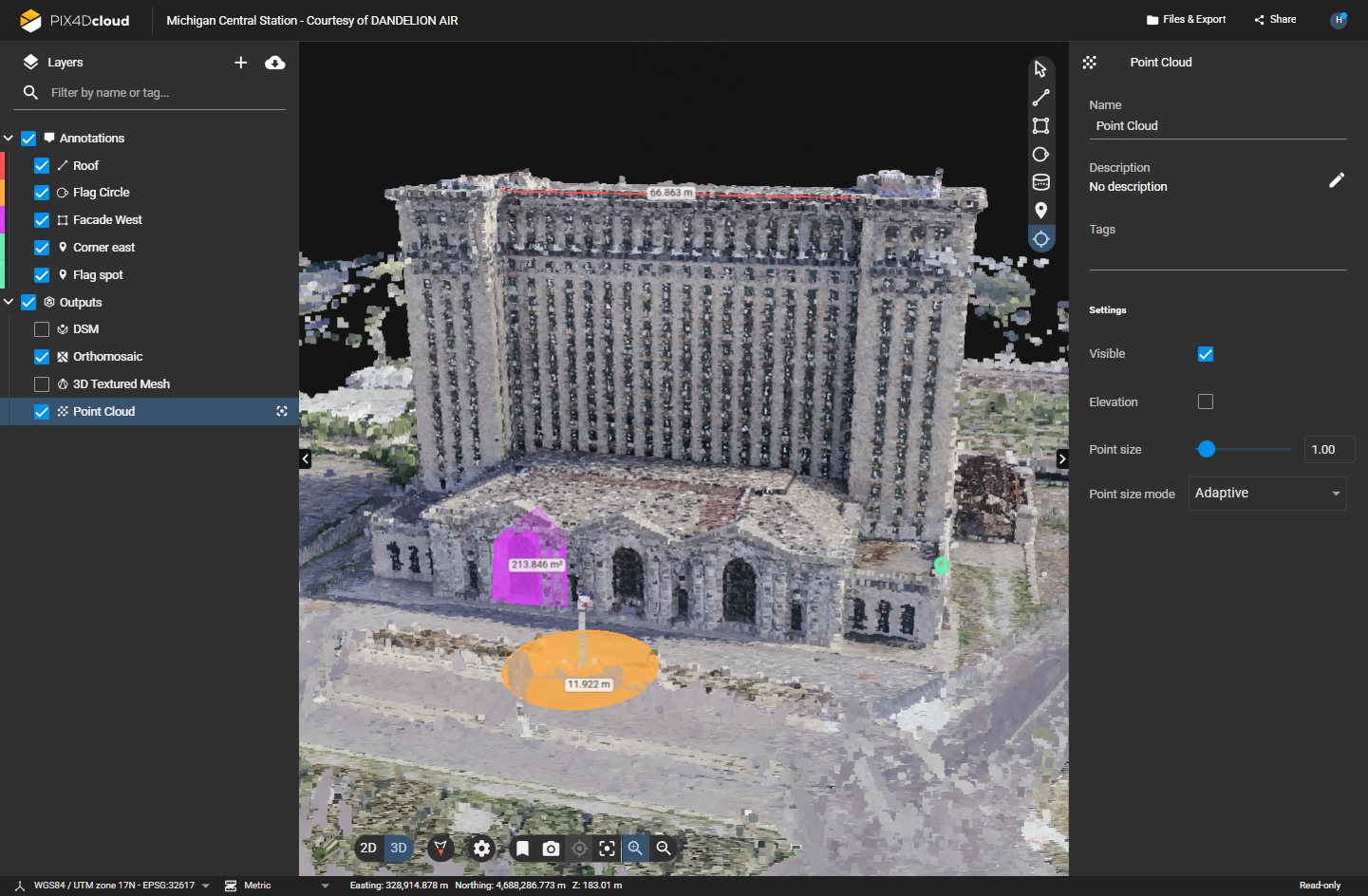 2D/3D tools and annotations - PIX4Dcloud