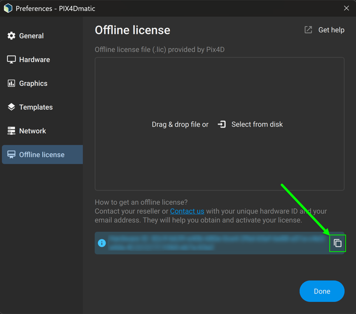 Offline license - PIX4Dmatic
