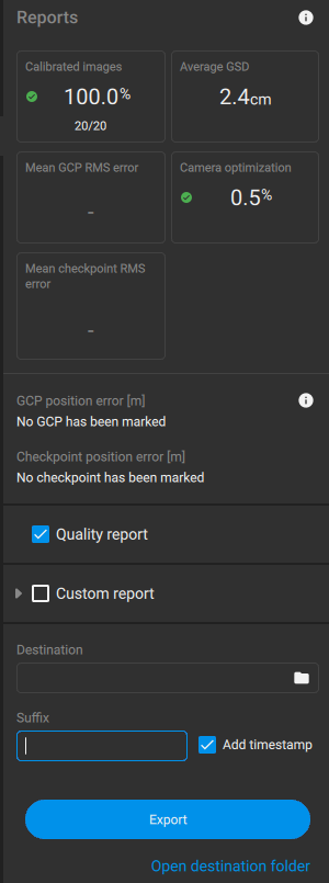 Quality report - PIX4Dmatic