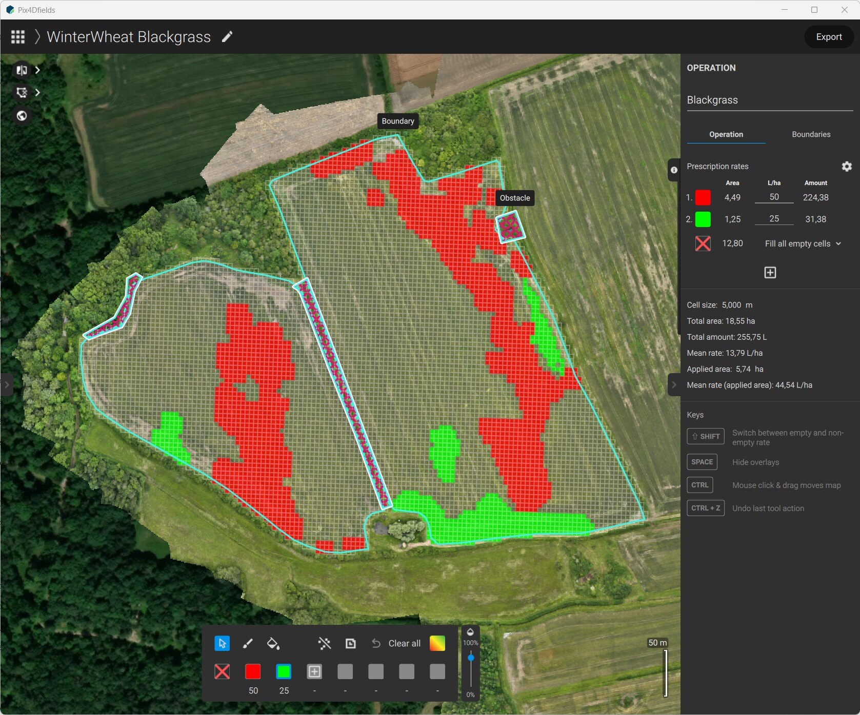 Targeted spraying maps for XAG drones with PIX4Dfields