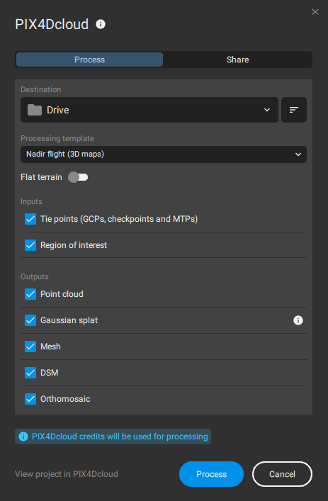 Process in PIX4Dcloud - PIX4Dmatic