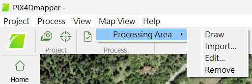 Menu View > Map View > Processing Area - PIX4Dmapper