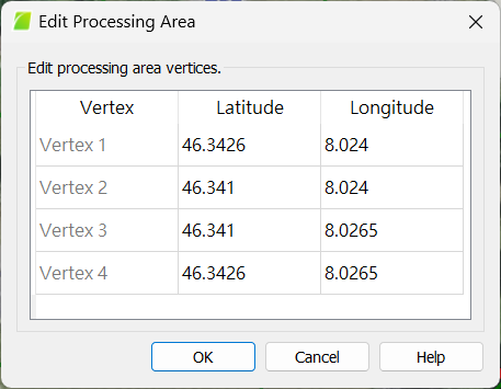 Menu View > Map View > Processing Area - PIX4Dmapper