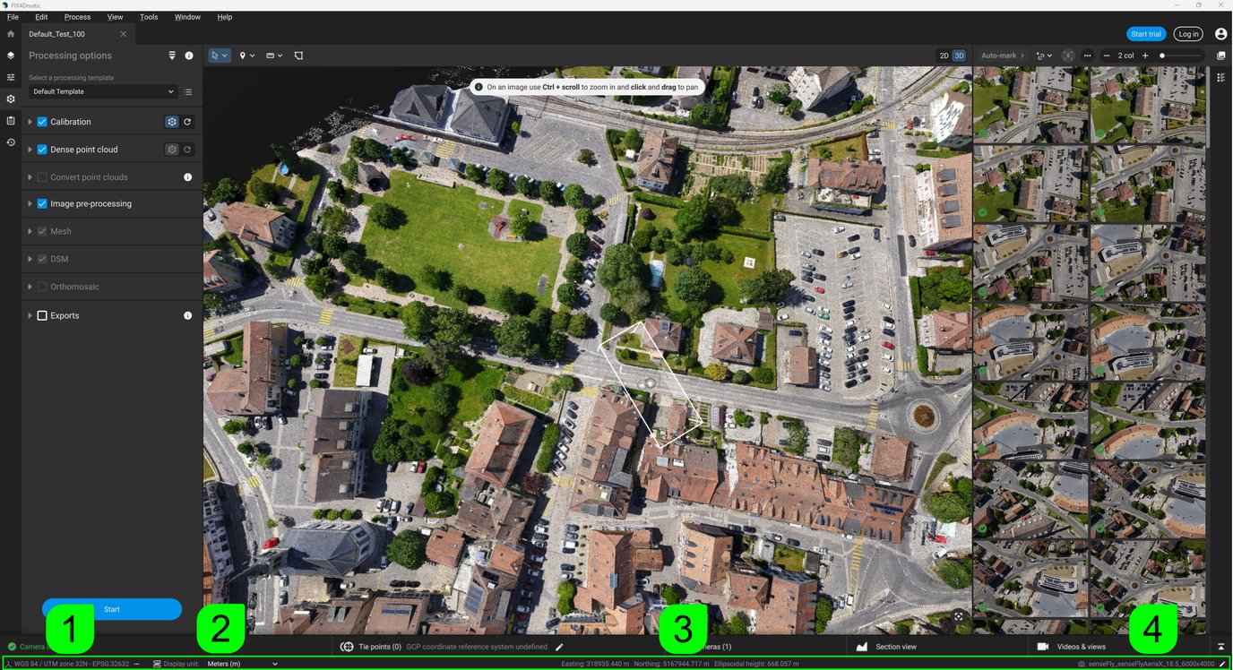 Status bar - PIX4Dmatic