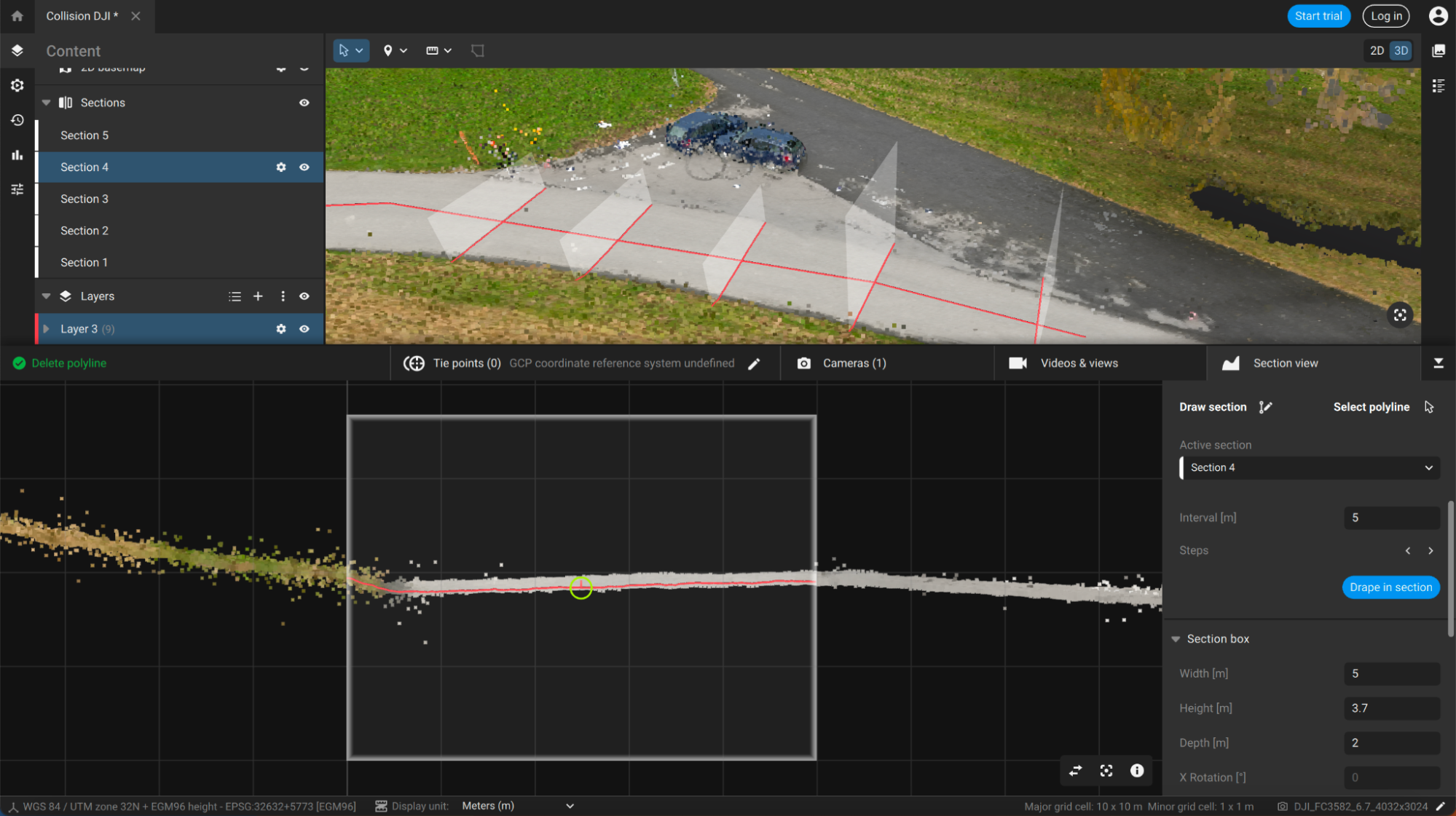 Section view - PIX4Dmatic