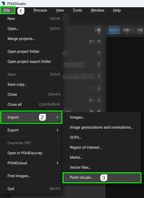 Import point cloud - PIX4Dmatic