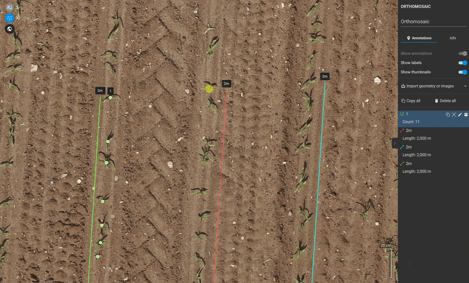 Manual counts using multi-point annotations- PIX4Dfields