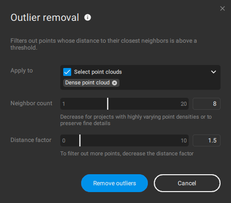 Outlier removal - PIX4Dmatic