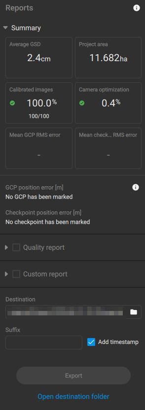 Quality report - PIX4Dmatic