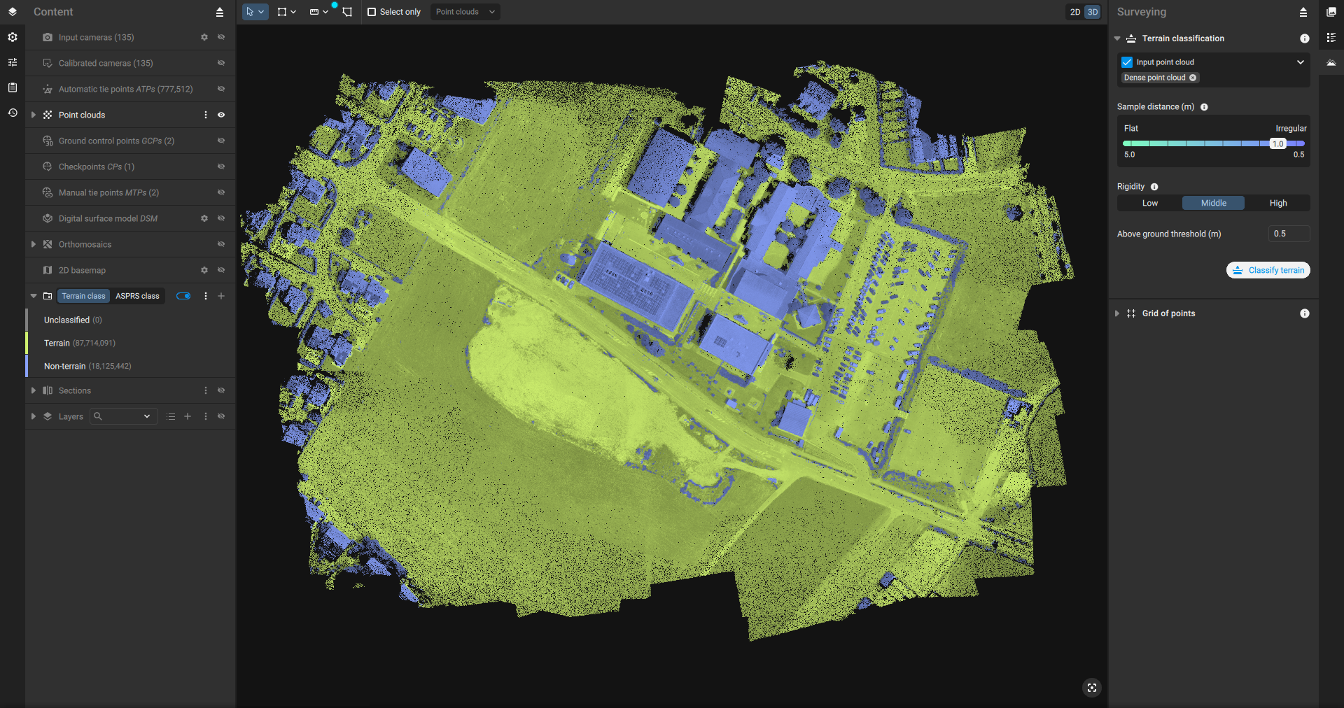 Terrain classification - PIX4Dmatic